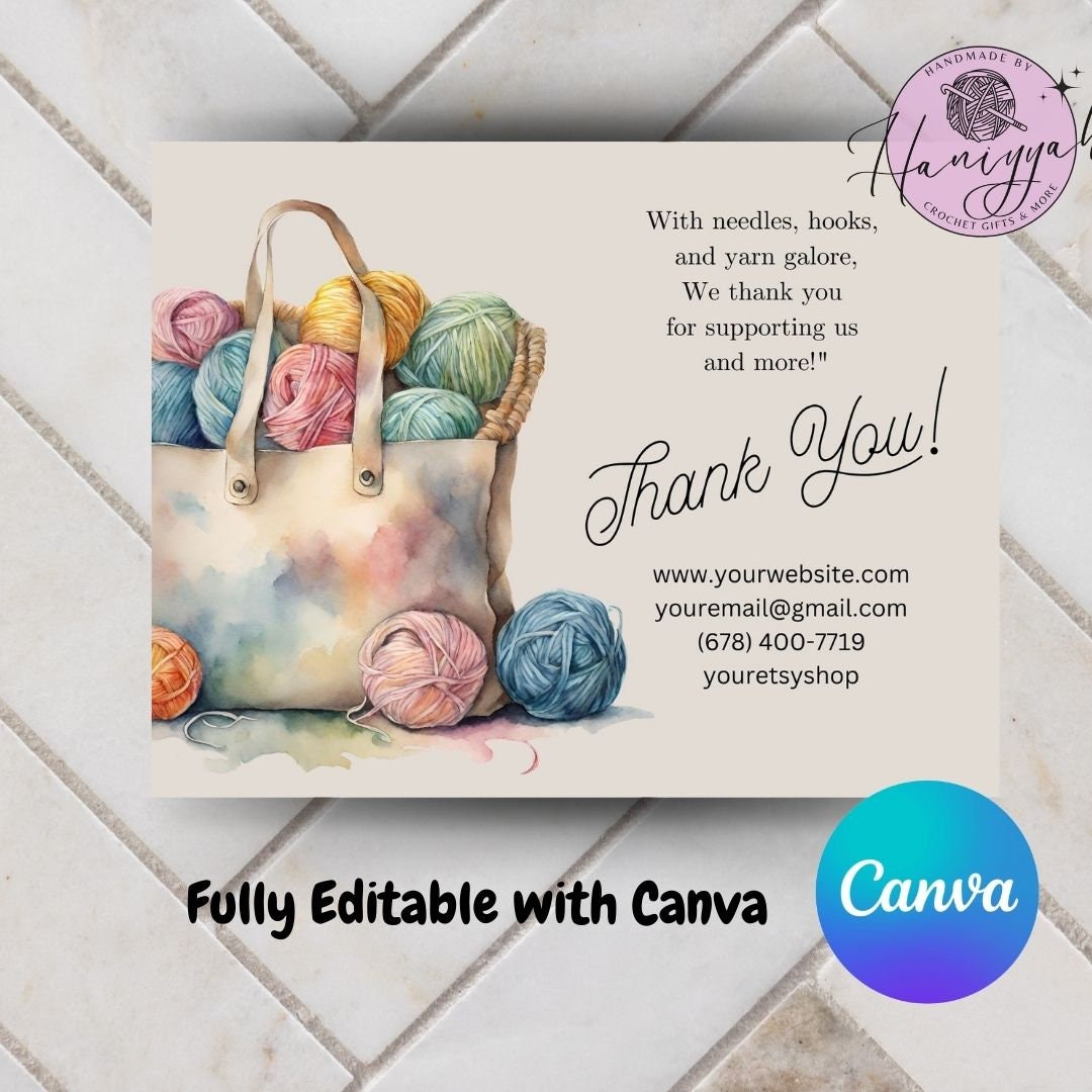Thank You Postcard Template for Crafters and Etsy Sellers, Instant ...