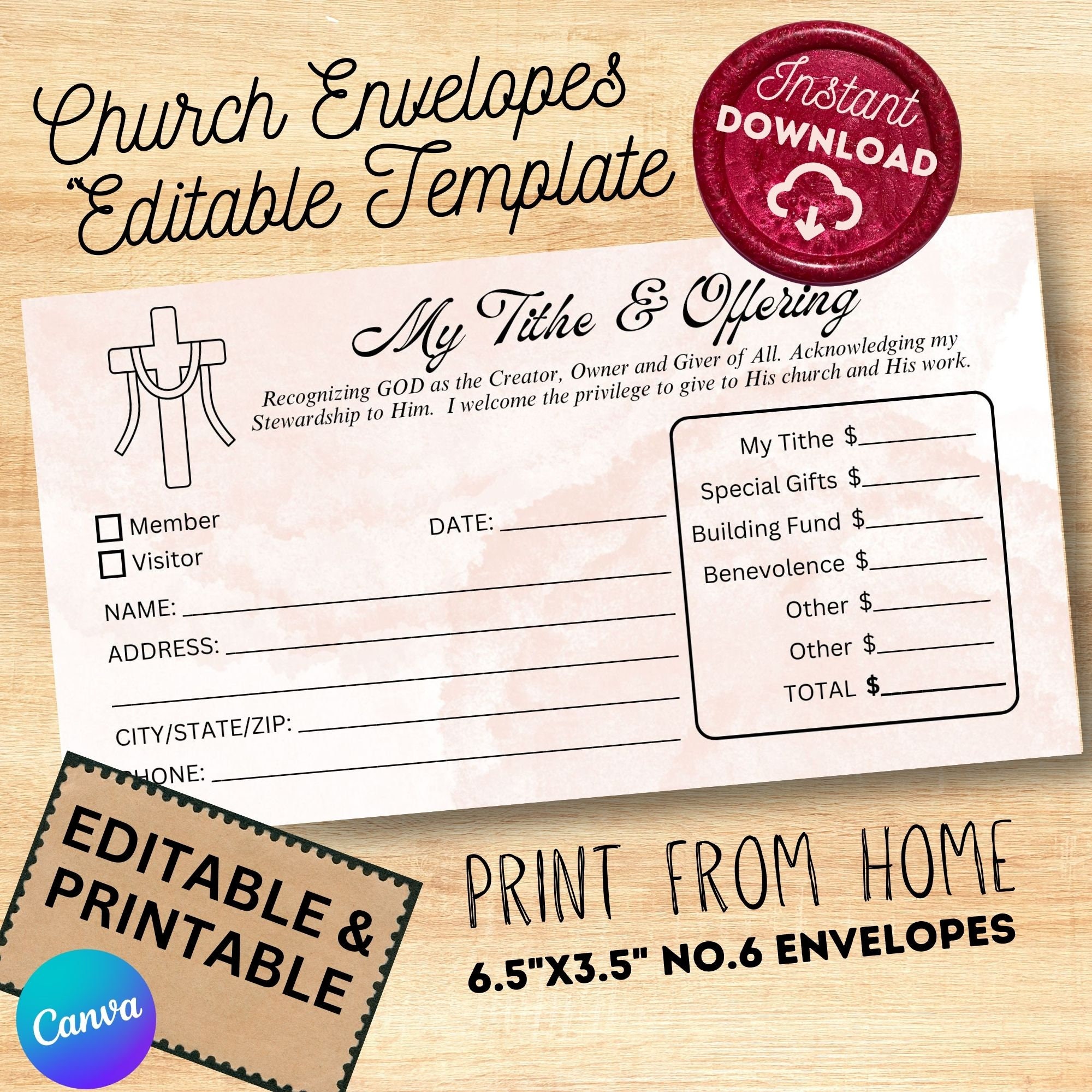 Church Envelopes Template, Tithe Offering Tithing Editable and ...