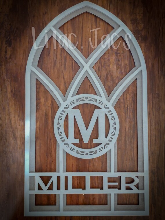 Wooden Arch Window Monograms Personalized Home Decor Last | Etsy