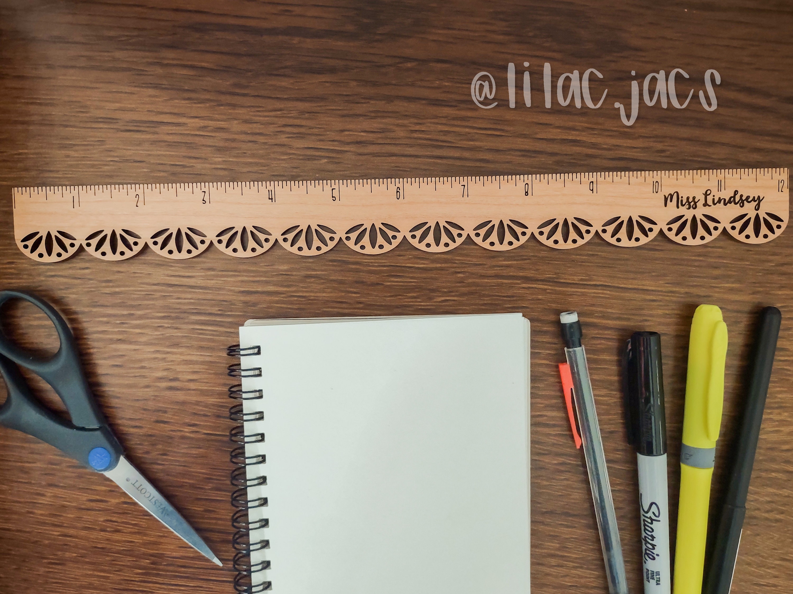 Personalized Ruler, Scallop Ruler, Teacher Gift, Teacher Appreciation ...