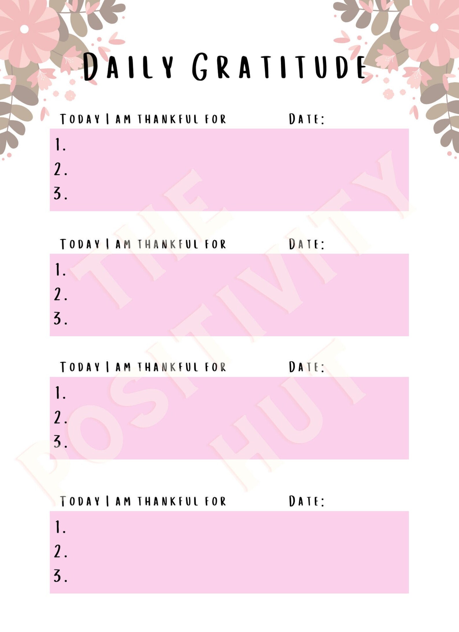 Daily Gratitude Journal Page Instant PDF Download - Etsy UK