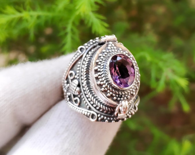 Poison Ring , Vintage Poison Ring , Openable Ring , Silver Box Ring , Heart Ring , Secret Ring ...