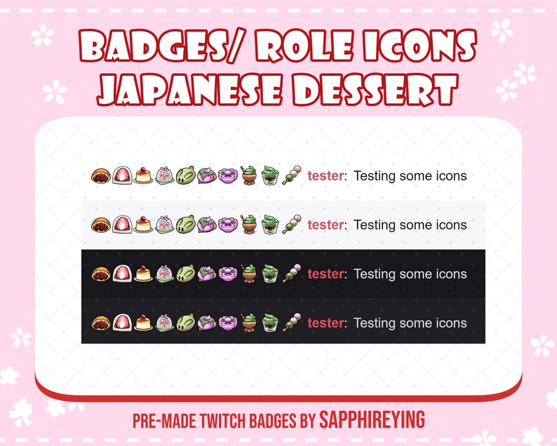 Japanese Dessert Twitch Badges – Discord Role Icons (instant Download ...