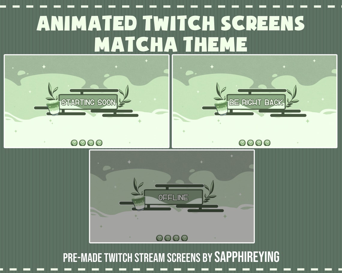 Animated Stream Overlay Package for Twitch Matcha Themed - Etsy