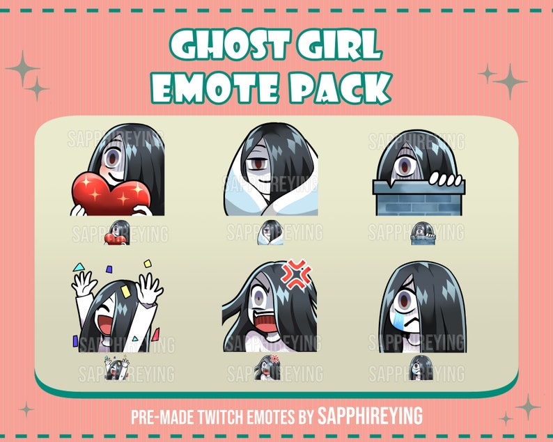 Ready to Use Pre-made Twitch / Discord Emotes Ghost Girl - Etsy
