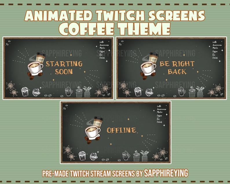 Animated Stream Overlay Package for Twitch- Coffee Themed Overlays ...