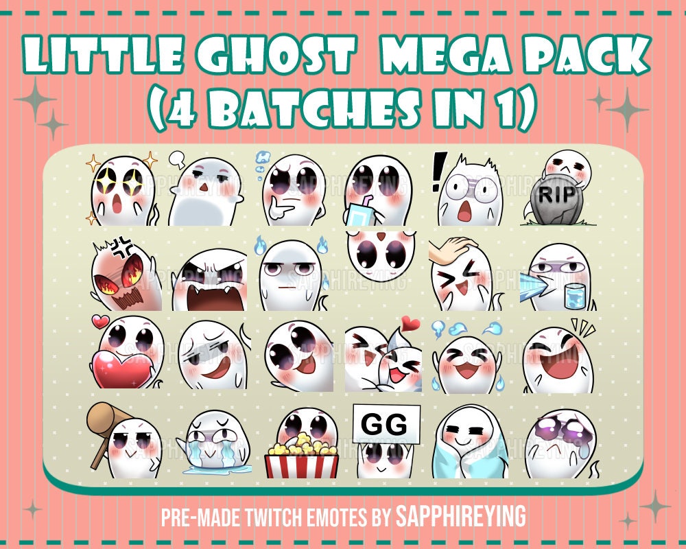 Ready to Use Pre-made Twitch / Discord Emotes Cute Little Ghost Emotes ...