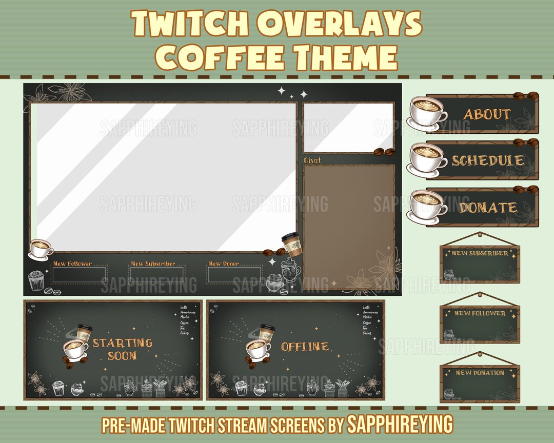 Animated Stream Overlay Package for Twitch Coffee Themed - Etsy