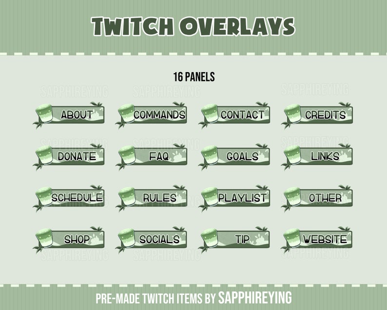 Animated Stream Overlay Package for Twitch- Matcha Themed Overlays ...