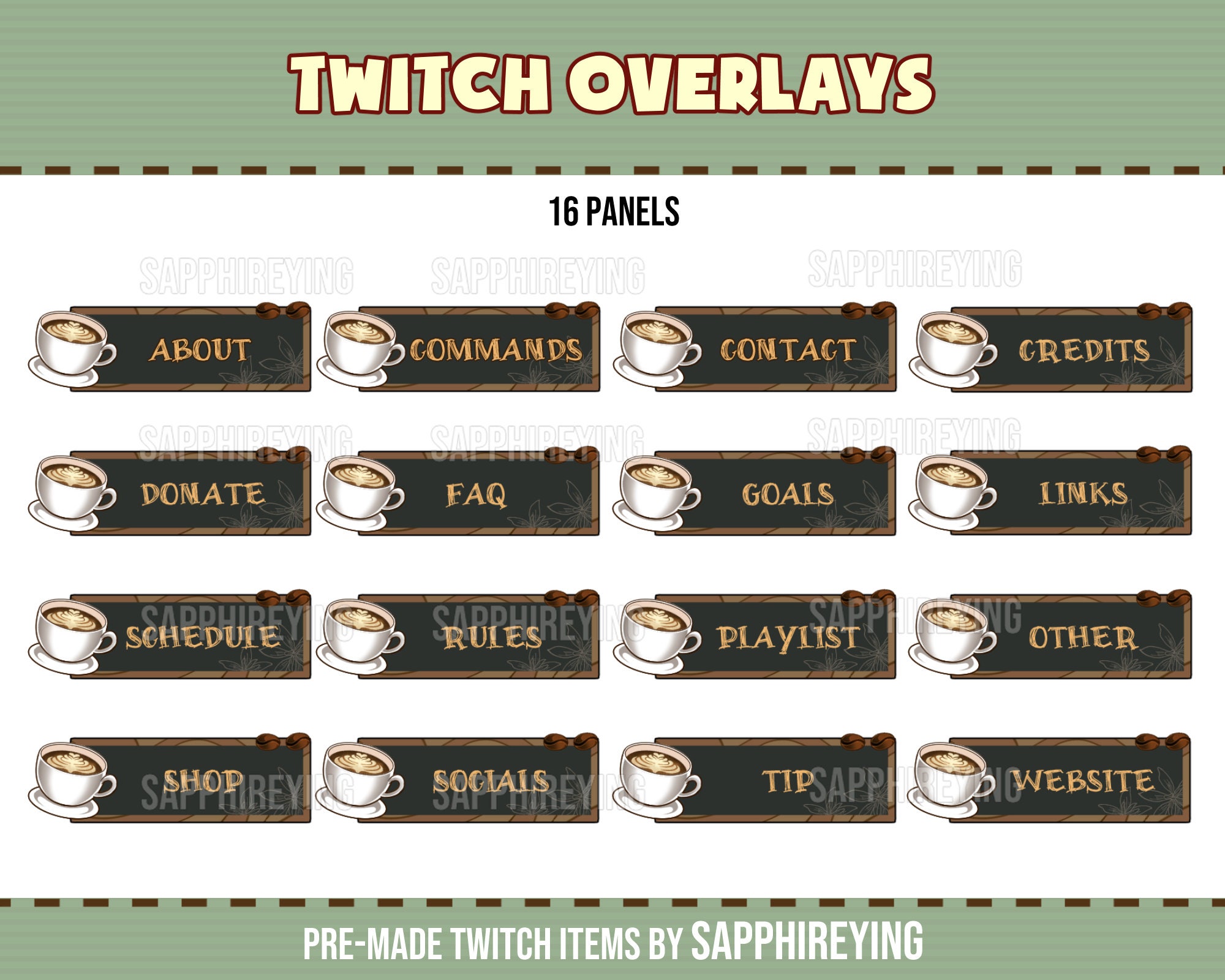 Ready to Use Pre-made Twitch Panels/ Profile Labels - Coffee Theme ...