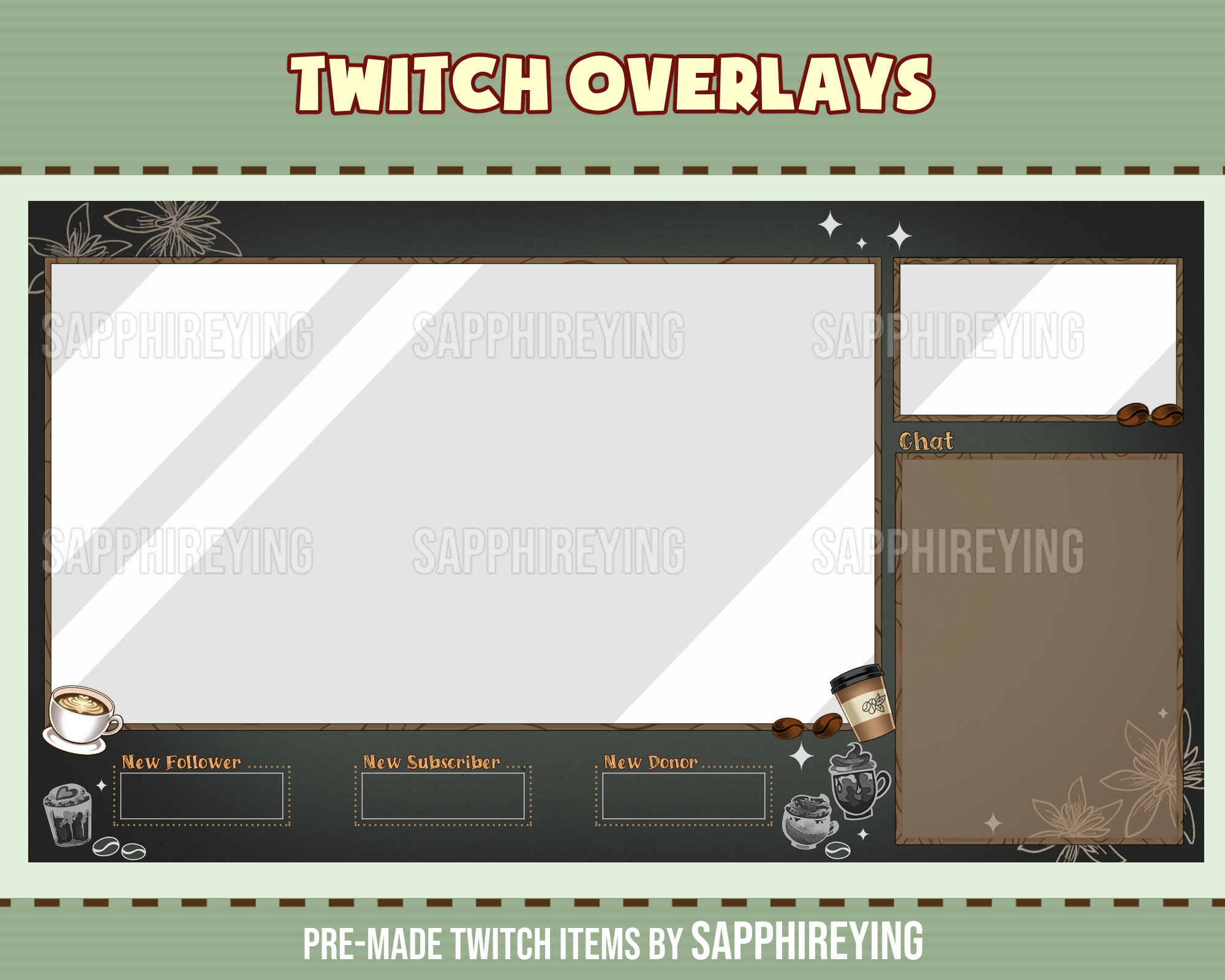 Animated Stream Overlay Package for Twitch Coffee Themed Overlays ...