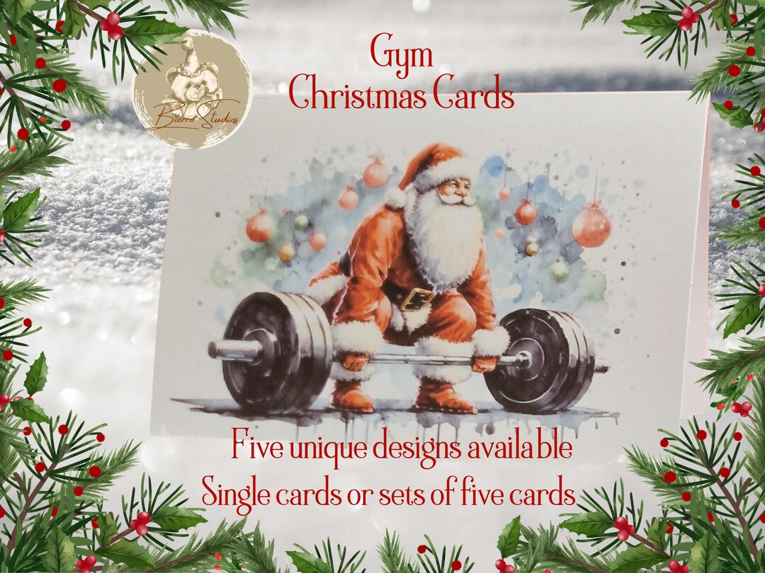 Weightlifting Santa Christmas Card, Gym Fitness Gift - Etsy UK