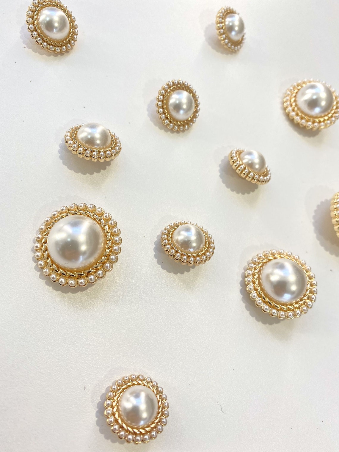 Gold Metal Shank Buttons 0.71-1.02 Inches With Pearl Italian - Etsy