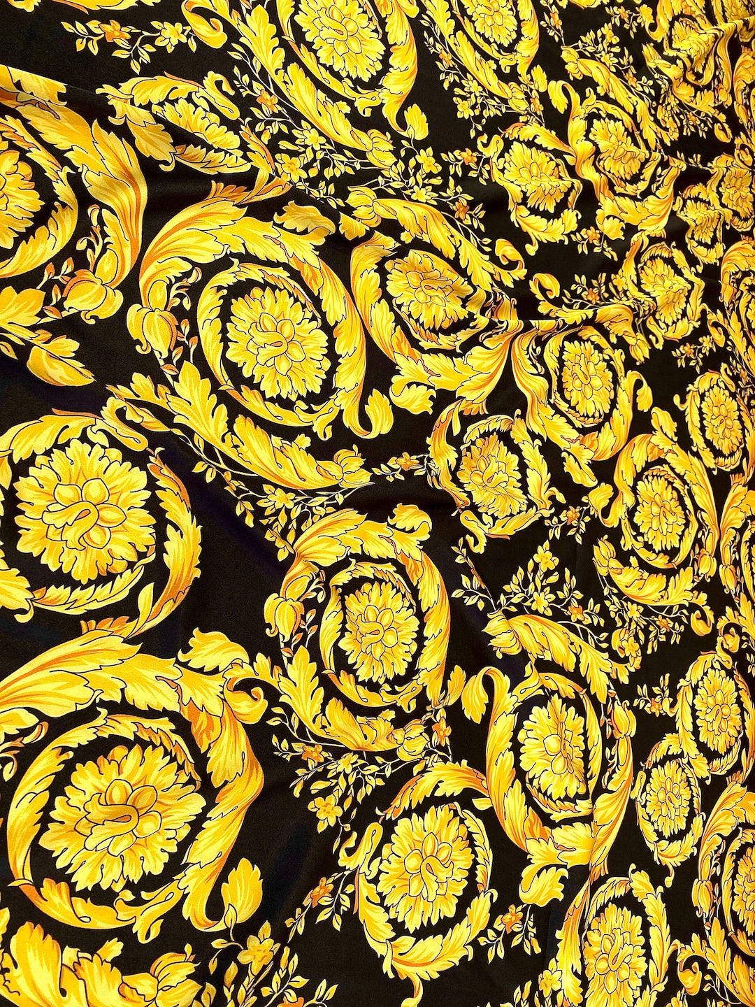 Silk Italian Fabric by the Yard With Gold Monogram Print, Apparel ...