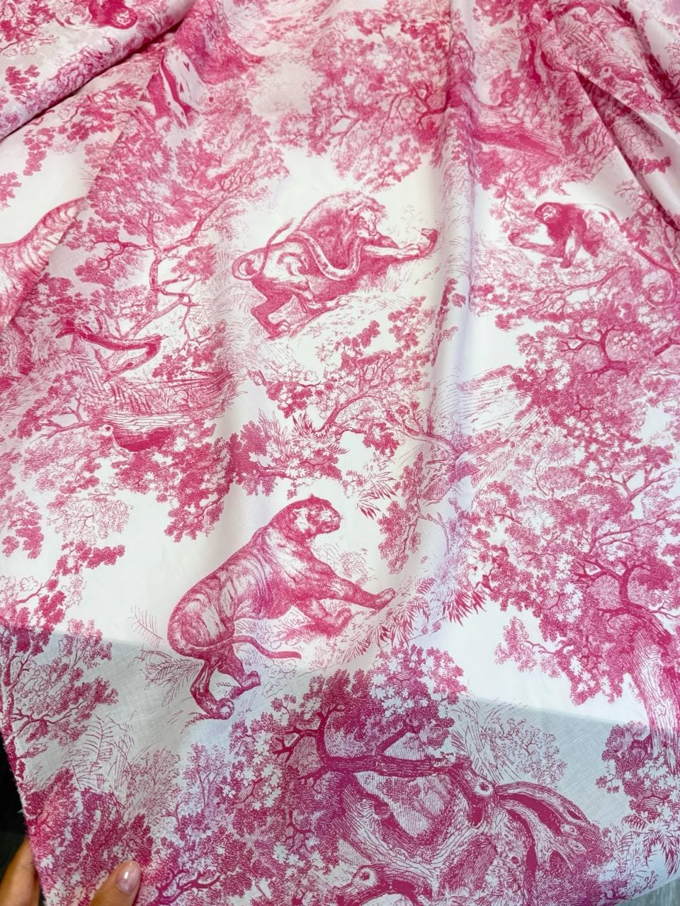 Italian Cotton Batiste Fabric by the Yard With Toile De Jouy Print From ...