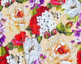 Large Botanical Print Fabric - Etsy