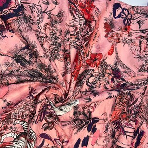 Italian Cotton Fabric by the Yard With Animal and Floral Print, Summer ...