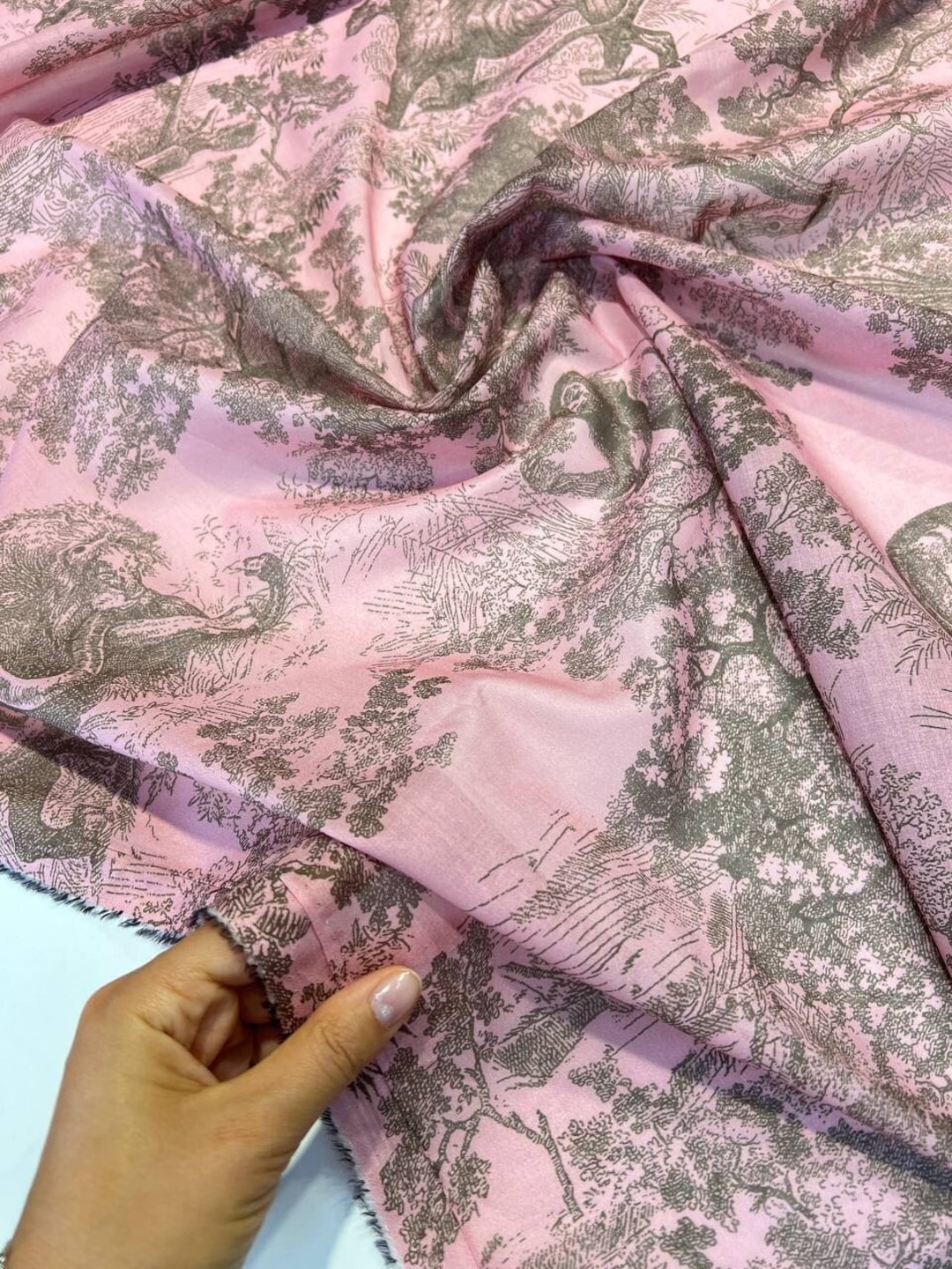 Italian Cotton Batiste Fabric by the Yard With Toile De Jouy Printfrom ...