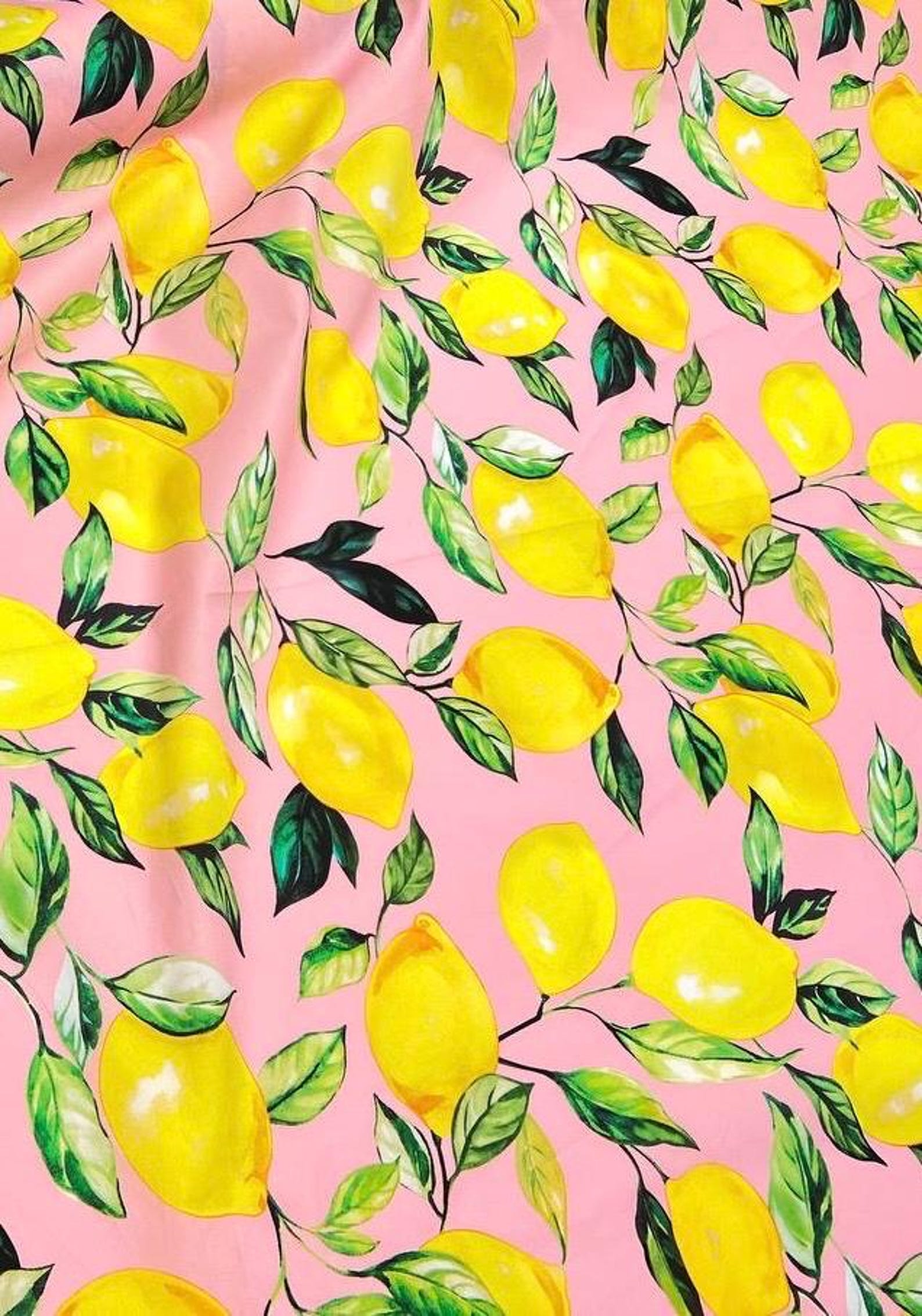 Majolica Design Lemon Print Cotton Fabric by the Yard, Italian Fashion ...