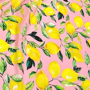 Majolica Design Lemon Print Cotton Fabric by the Yard, Italian Fashion ...