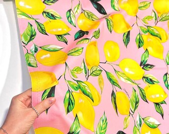 Majolica Fabric With Lemons, Tiles, Sicily Print, Italian Cotton Fabric ...