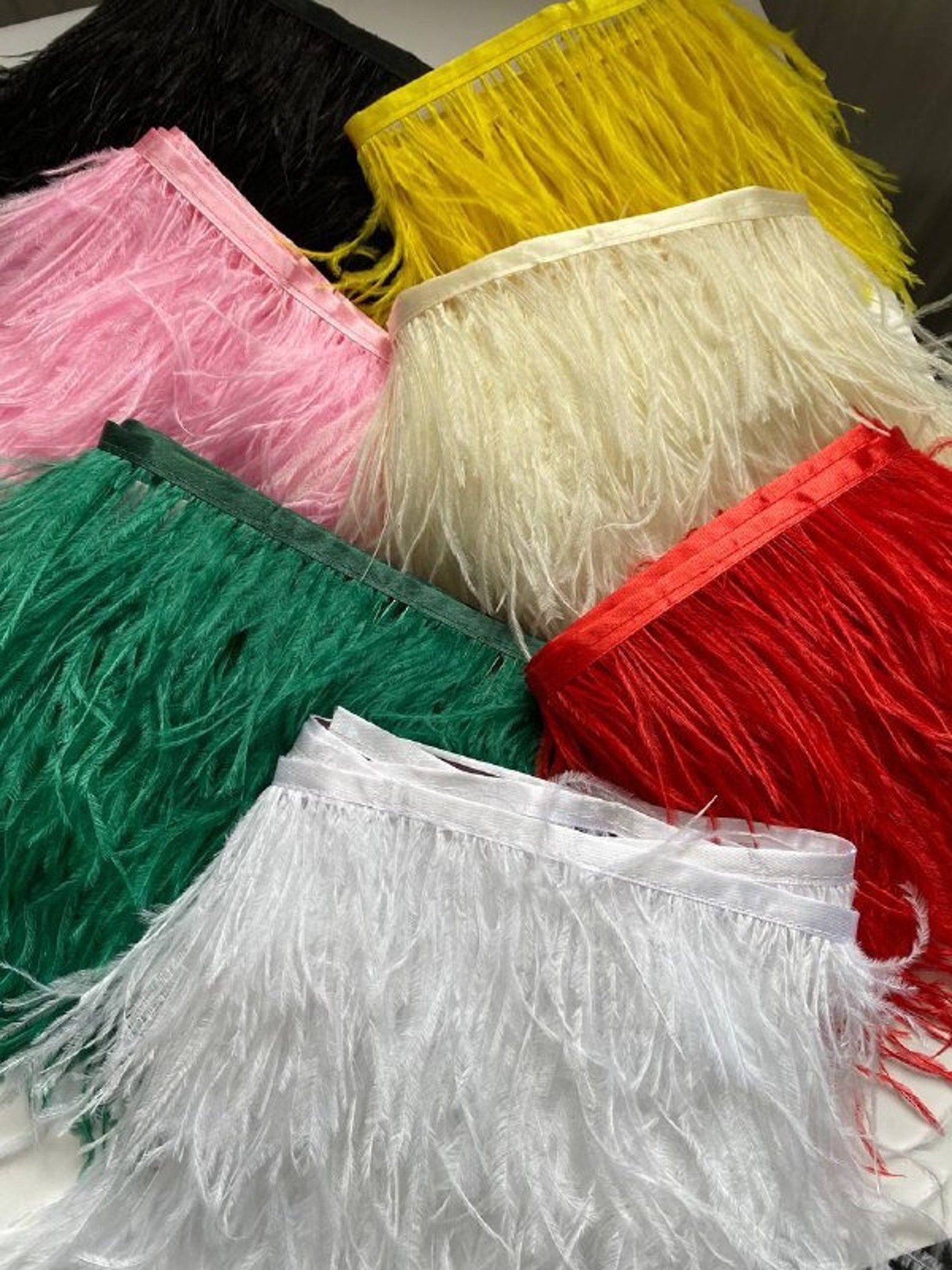 10-15 Cm Ostrich Feather Fringe Trim Different Colors, Ostrich Feather ...