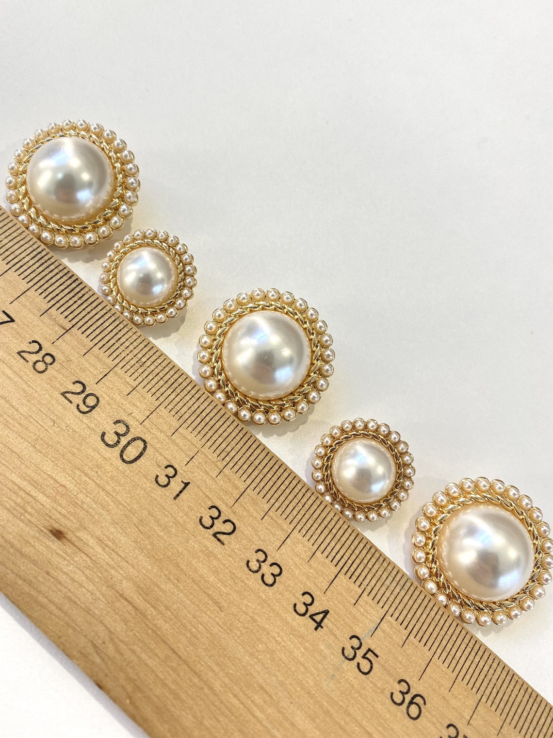 Gold Metal Shank Buttons 0.71-1.02 Inches With Pearl Italian - Etsy