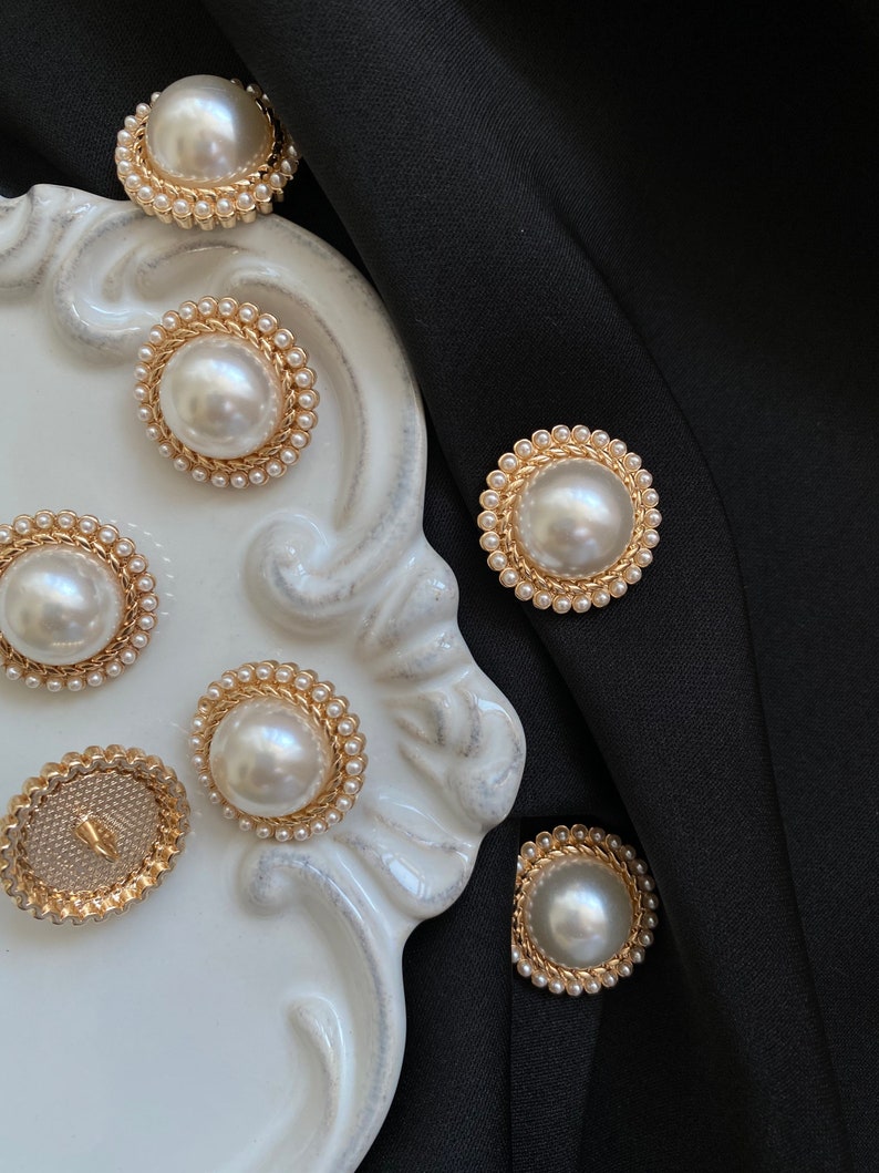 Gold Metal Shank Buttons 0.71-1.02 Inches With Pearl Italian - Etsy