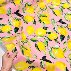 Majolica Design Lemon Print Cotton Fabric by the Yard, Italian Fashion ...