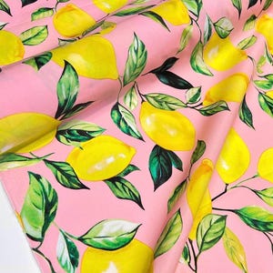 Majolica Design Lemon Print Cotton Fabric by the Yard, Italian Fashion ...