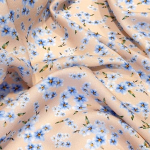 Italian Viscose Fabric by the Yard With Floral Print, Fashion Apparel ...