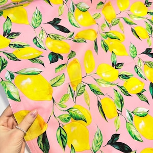Majolica Design Lemon Print Cotton Fabric by the Yard, Italian Fashion ...