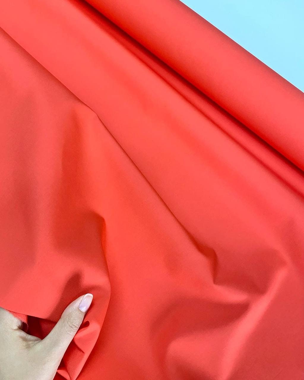 Plain Cotton Fabric by the Yard Coral Color Apparel Italy Fabric ...