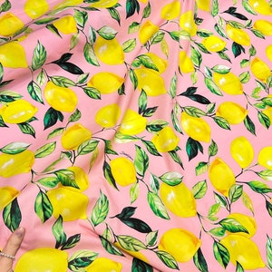 Majolica Design Lemon Print Cotton Fabric by the Yard, Italian Fashion ...