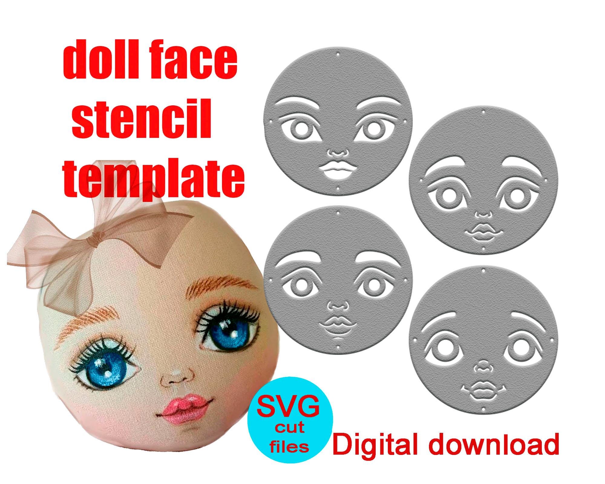 Rag Doll Face Stencil for Painting SVG Template for Cutting Rosto De ...