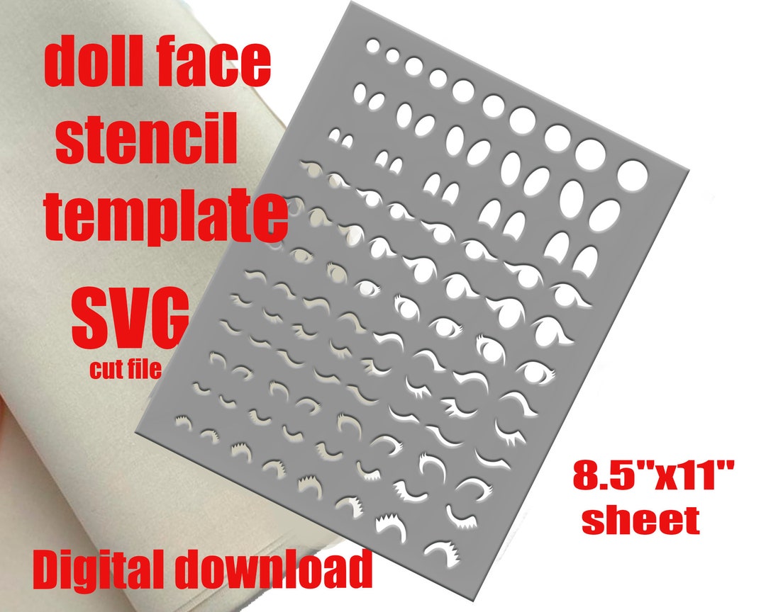 Doll Face Stencil for Painting Doll Eyes, Lashes DIY Template SVG Cut ...