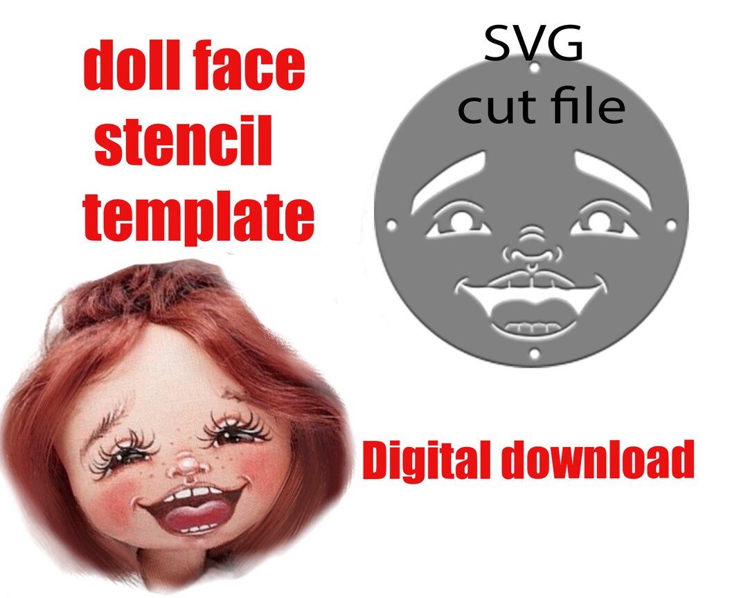 Doll Face Stencil for Painting Rag Doll Face Template SVG Cut File - Etsy