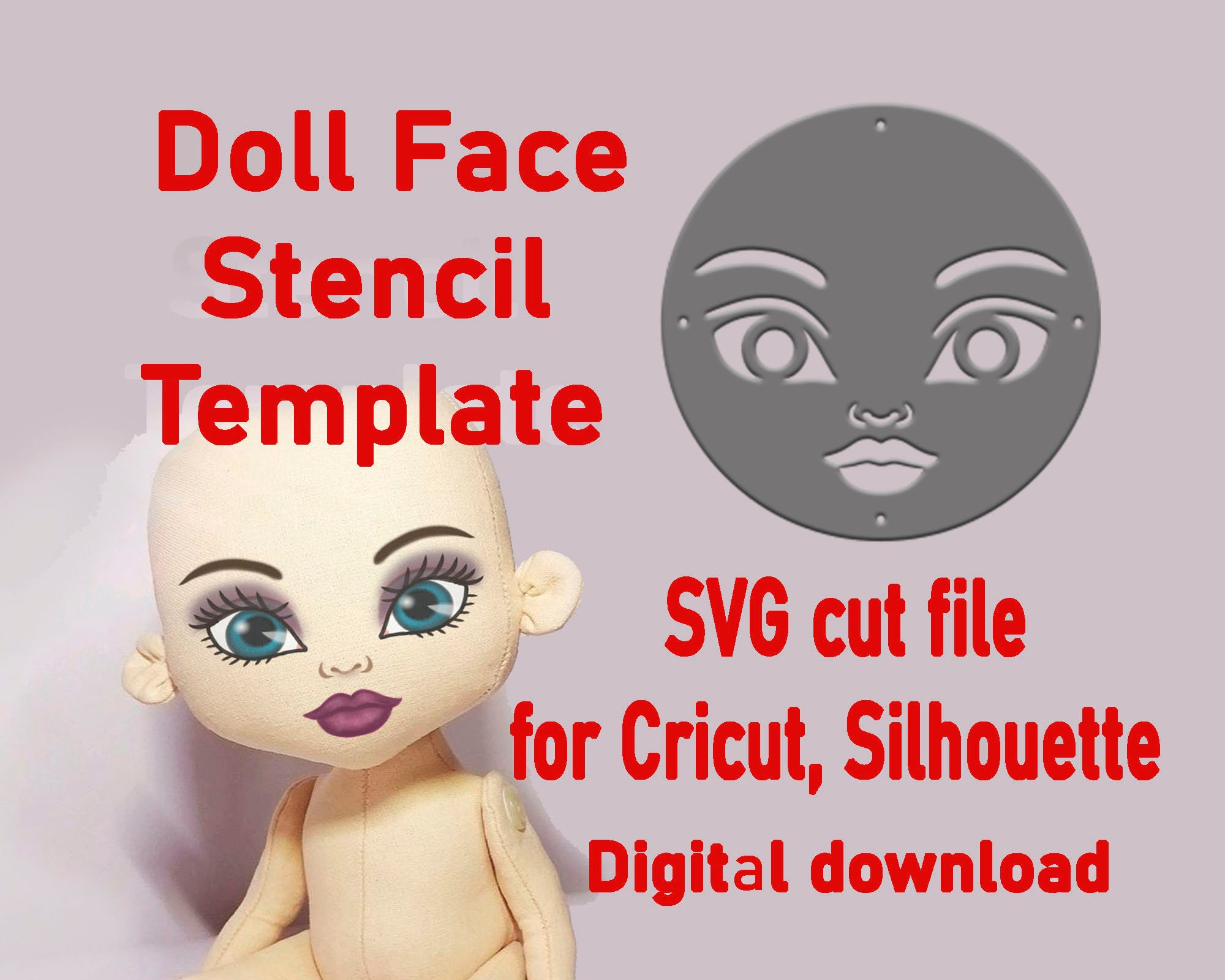 Rag Doll Face Stencil Template SVG Cut Files for Cutting Machine - Etsy