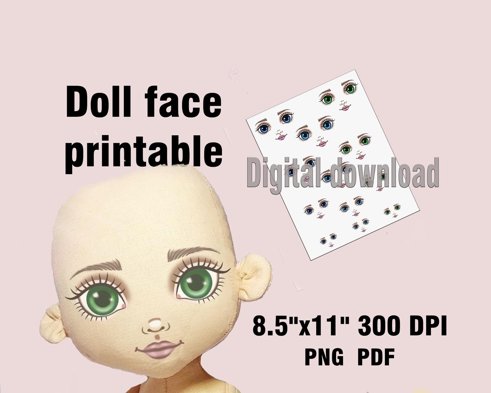 Doll Face Print for Iron-on Transfers for Rag Dolls Digital Collage ...