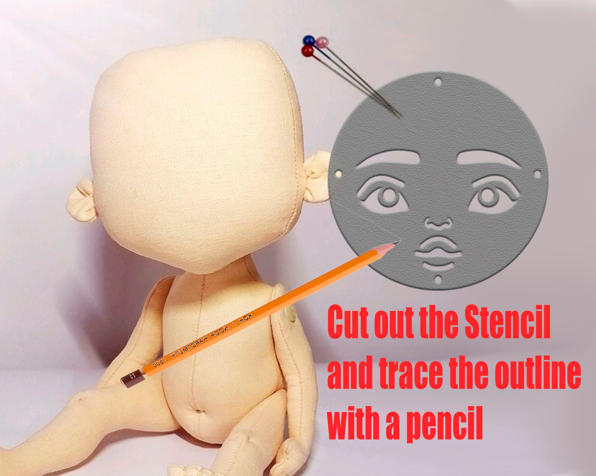 Rag Doll Face Template SVG PNG Stencil for Painting Gothic Doll Faces ...