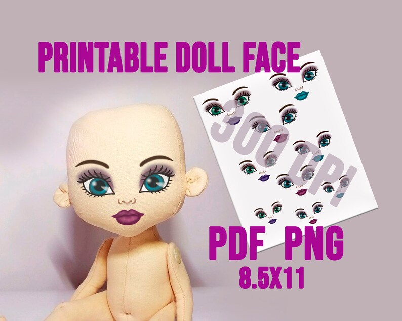 Doll Face Print for Iron-on Transfer Doll Eyes Printable Digital ...