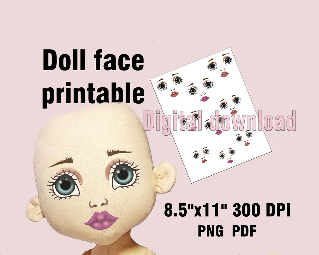 Doll Face Printable Doll Face Designs for Iron-on Transfer Digital ...