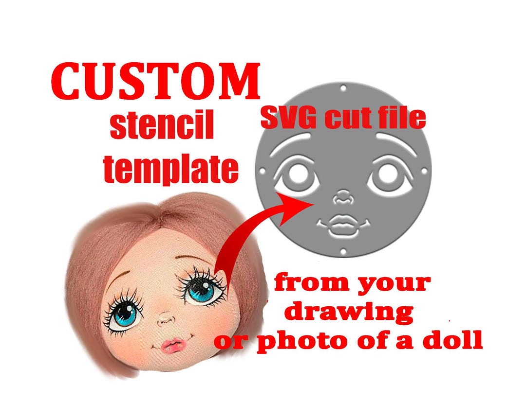 Custom Doll Face Template SVG Digital File From Your Drawing or Photo ...
