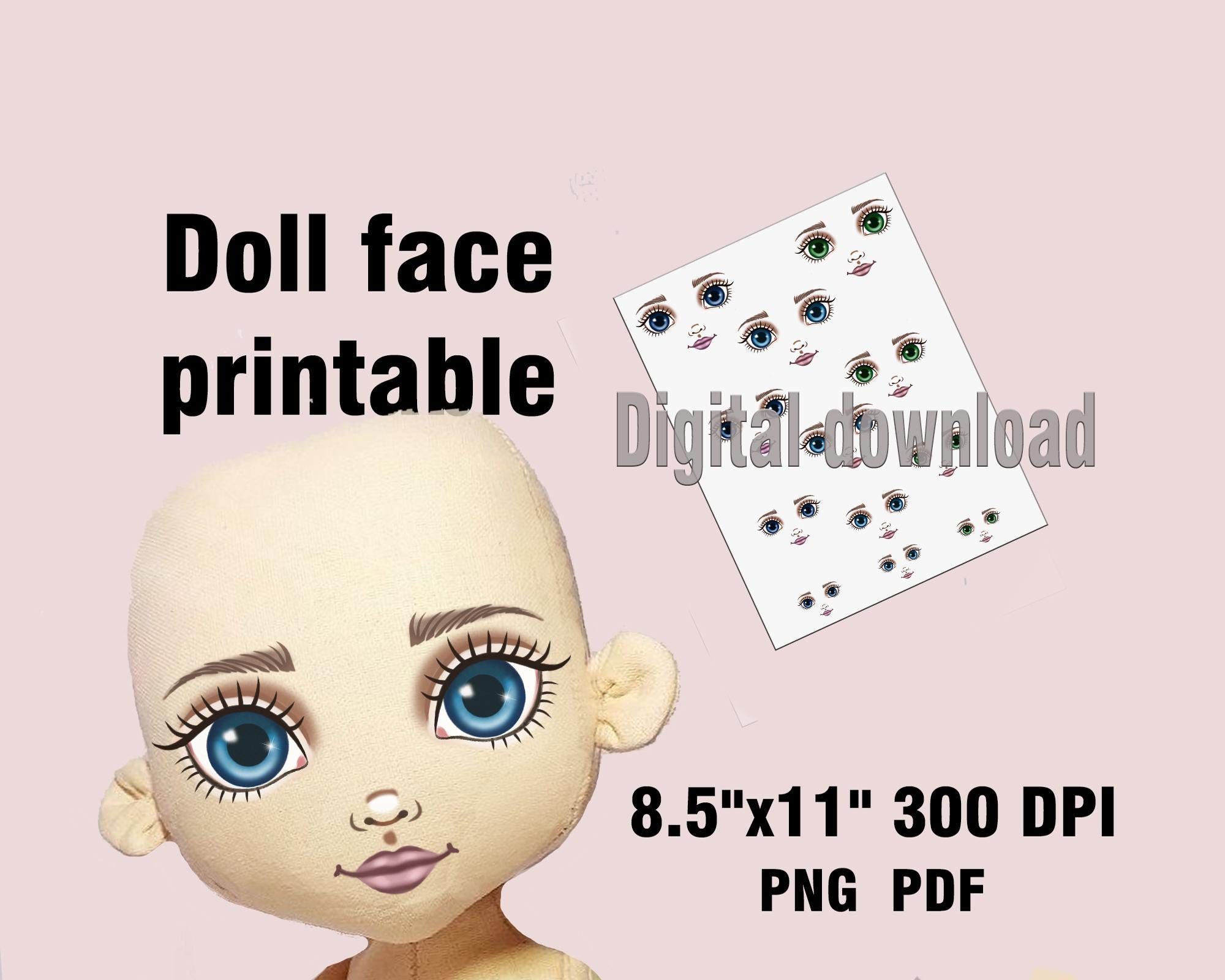 Doll Face Print for Iron-on Transfers for Rag Dolls Digital Collage ...