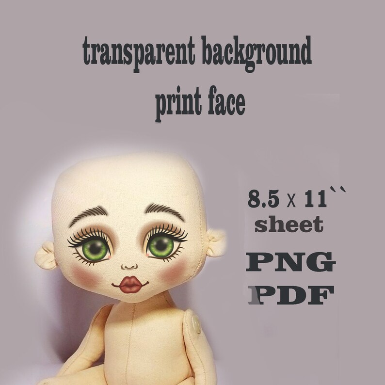Doll Face Printable for Iron-on Transfer Doll Eyes Clipart Digital ...