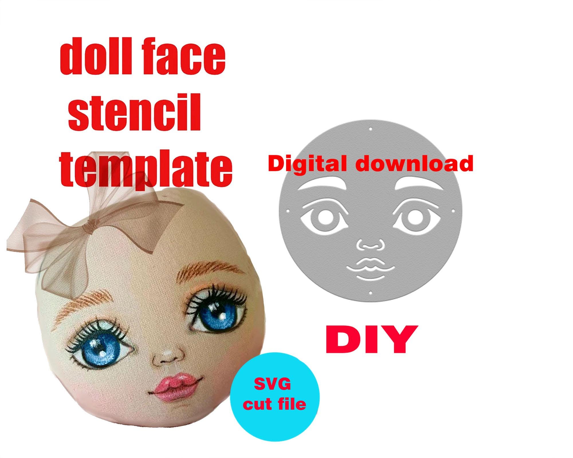 Rag Doll Face Stencil for Painting SVG Template for Cutting Rosto De ...