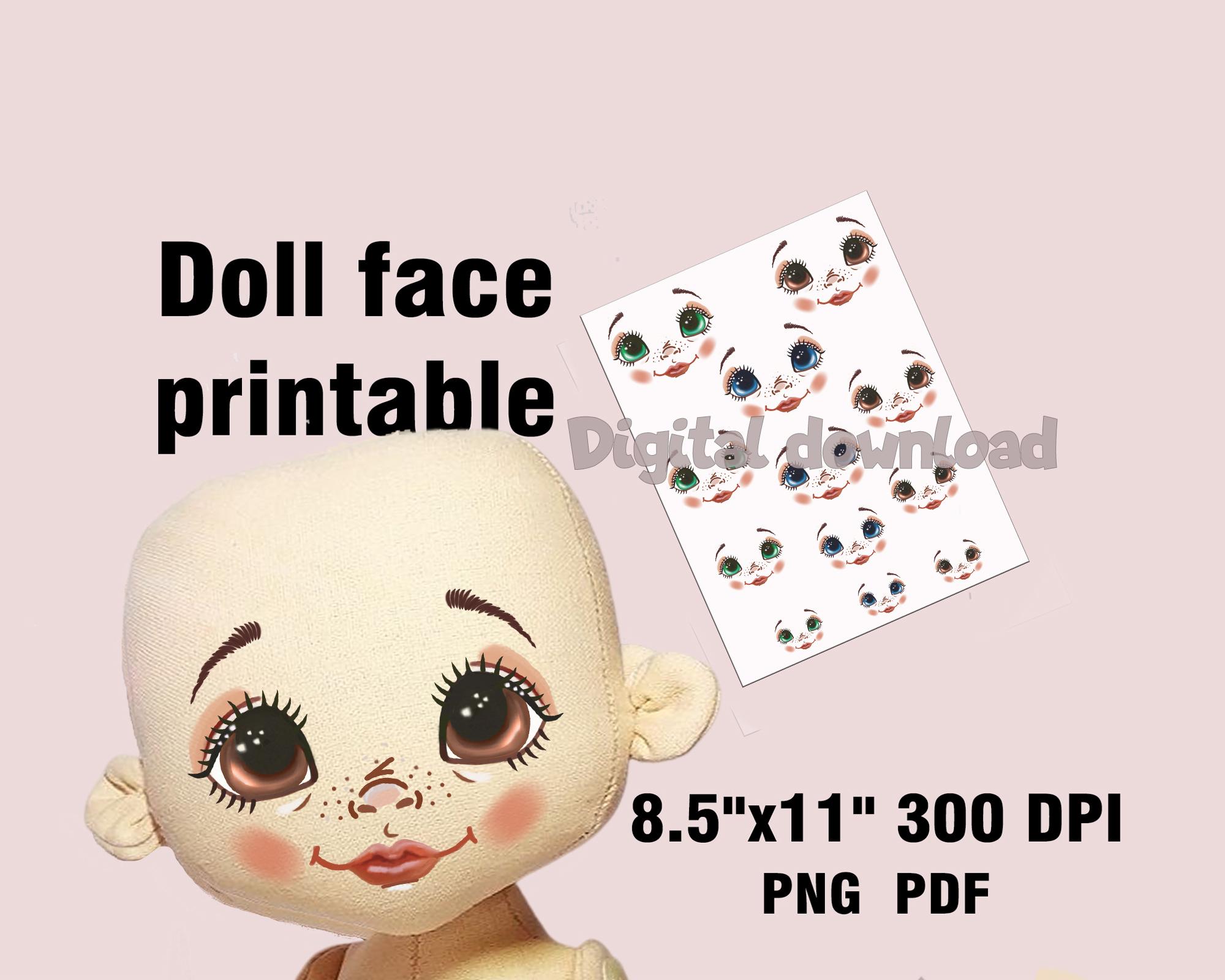 Doll Face Iron-on Transfers Girl Face Clipart PNG, PDF Files - Etsy