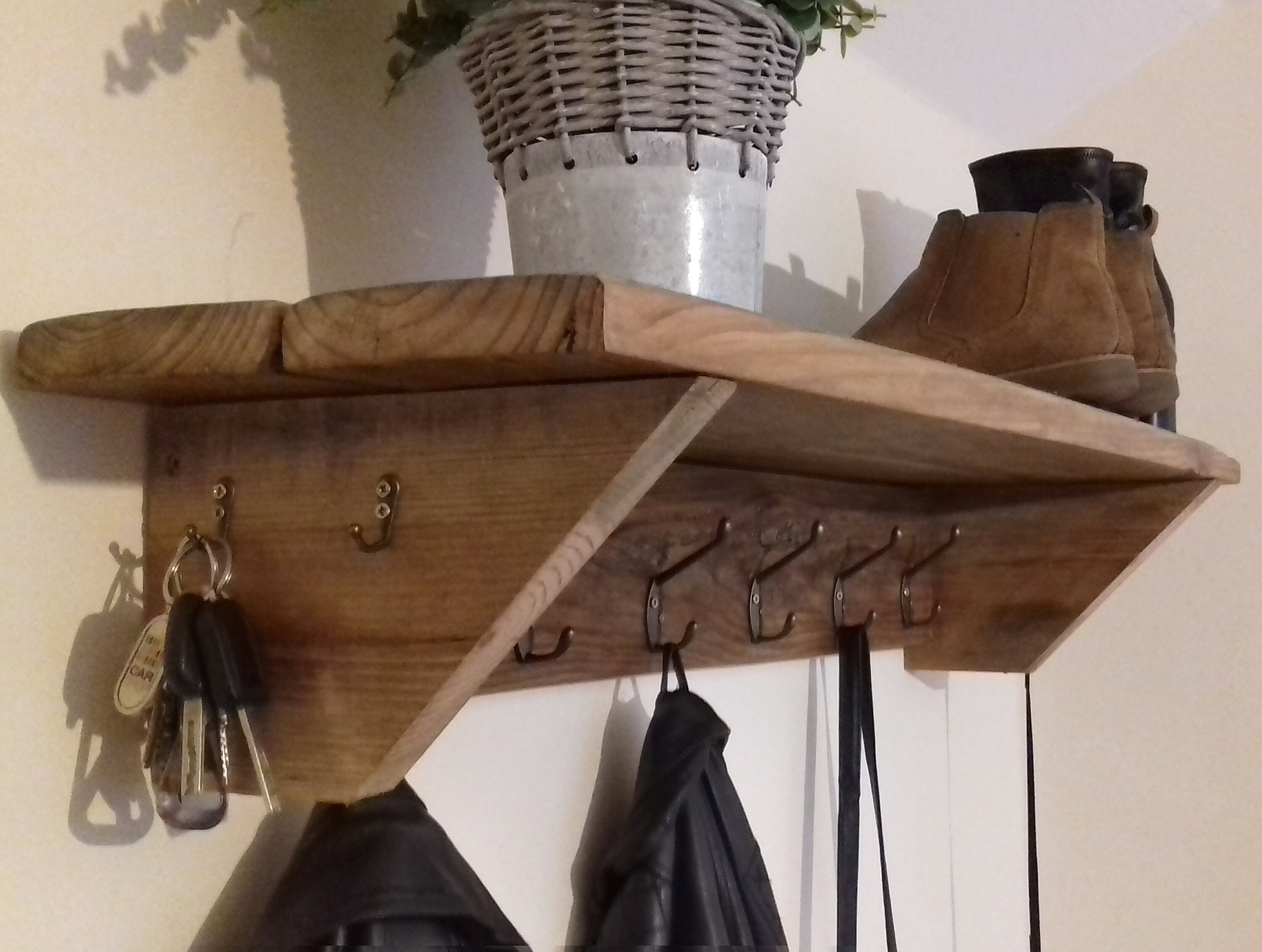 Rustic Wooden Coat Rack With Shelf Custom Orders Taken | Etsy UK