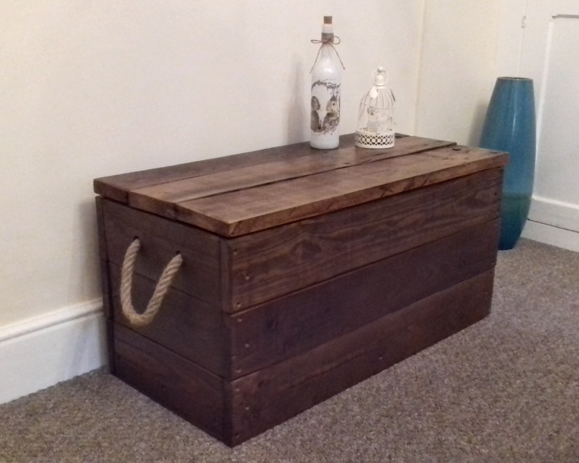 Rustic Dark Oak Wooden Storage Box - Custom Orders Taken - Blanket Box ...