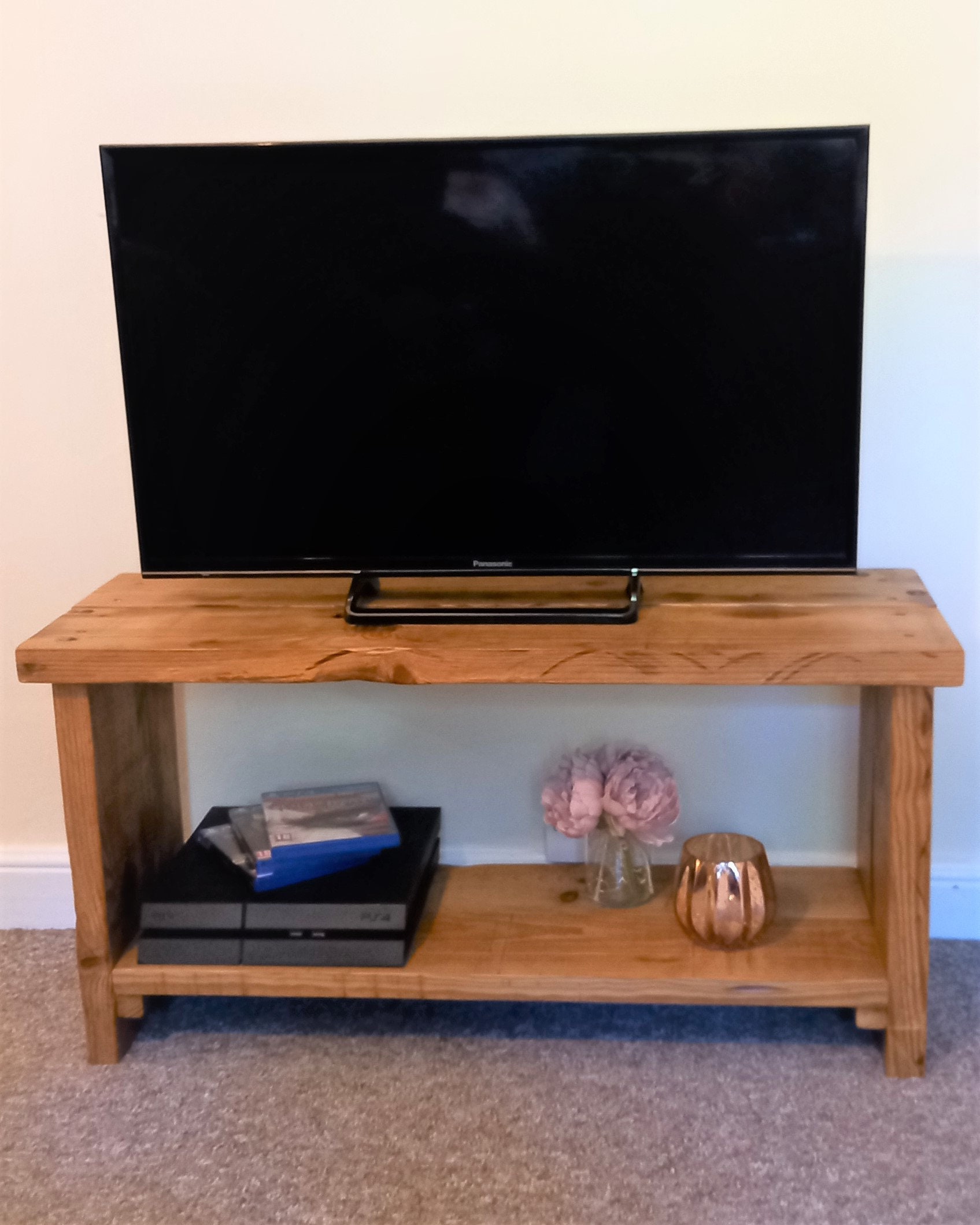 Rustic Wooden TV Bench - TV Stand, TV Unit, Media Stand, Cabinet - Etsy UK